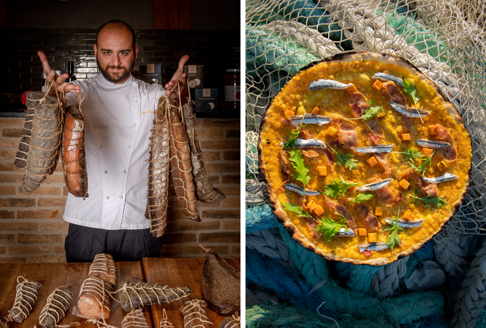Clementina e la pizza con salumi di pesce: Luca Pezzetta è sulla cresta ...