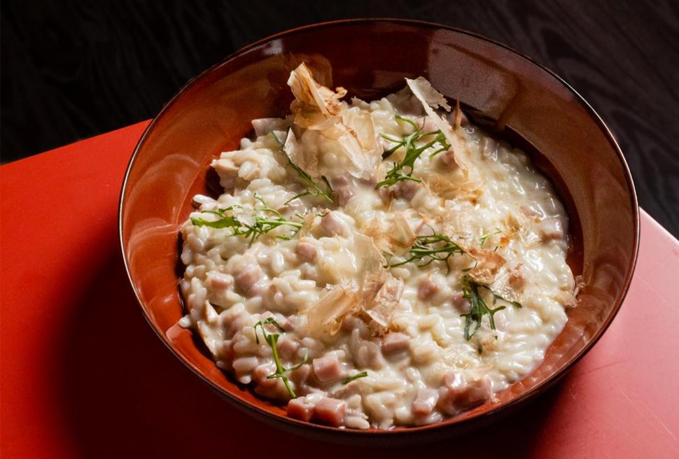 Riso al tonno e katsuobushi con brodo di latte | Alberto Basso ...